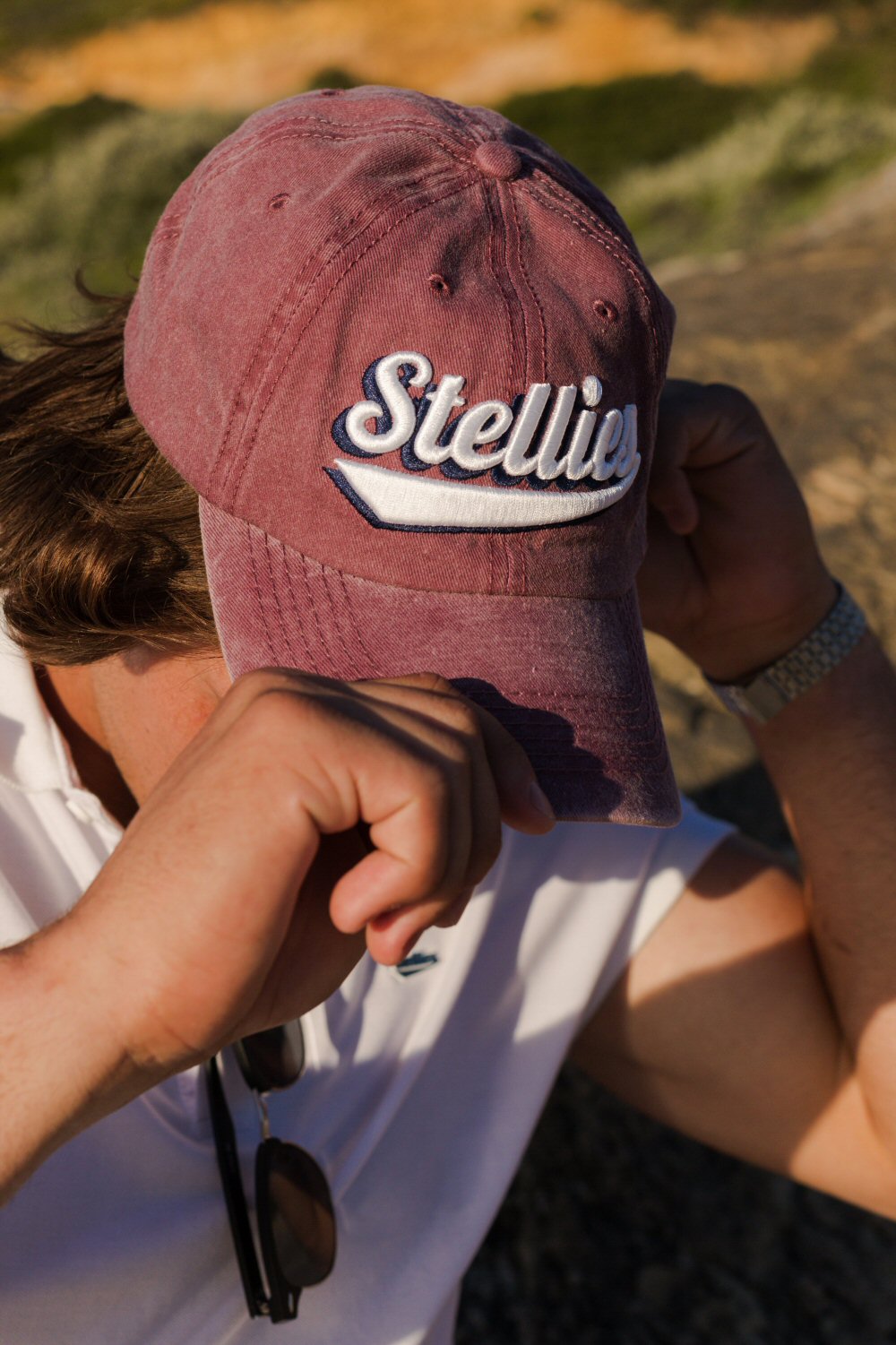 Stone-Washed Dad Cap in Maroon | Stellies Authentic Clothing